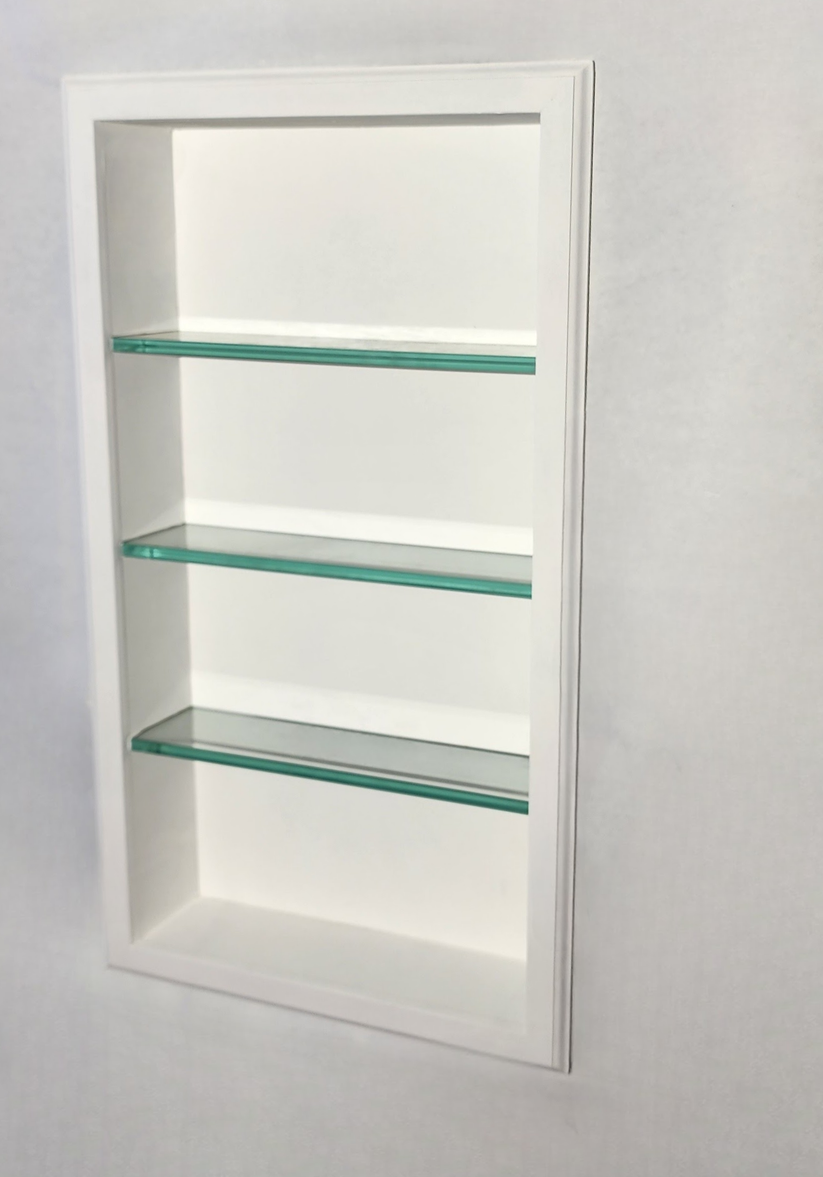 Recessed Niche Wall Storage With Glass Shelves – Hammer And Nail Studios